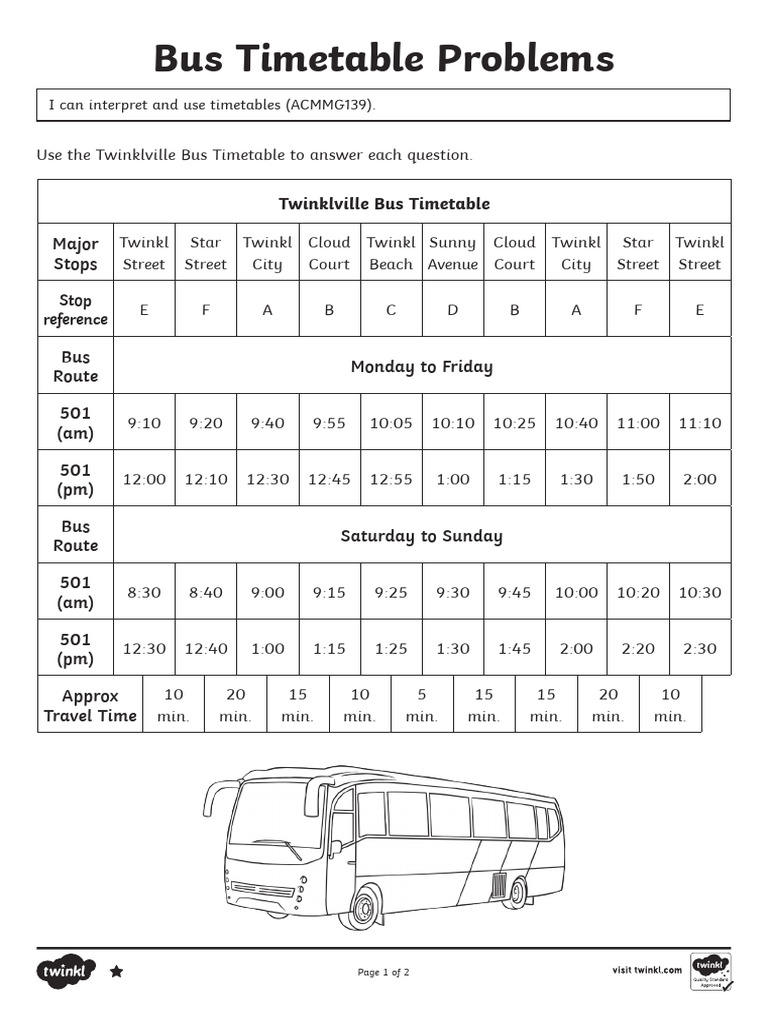 Au t2 M 4138 Reading A Bus Timetable Differentiated Activity Sheets - Ver - 3 | PDF | Travel ...