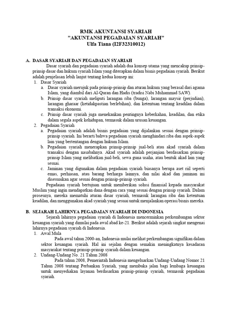RMK 2 Akuntansi Syariah | PDF