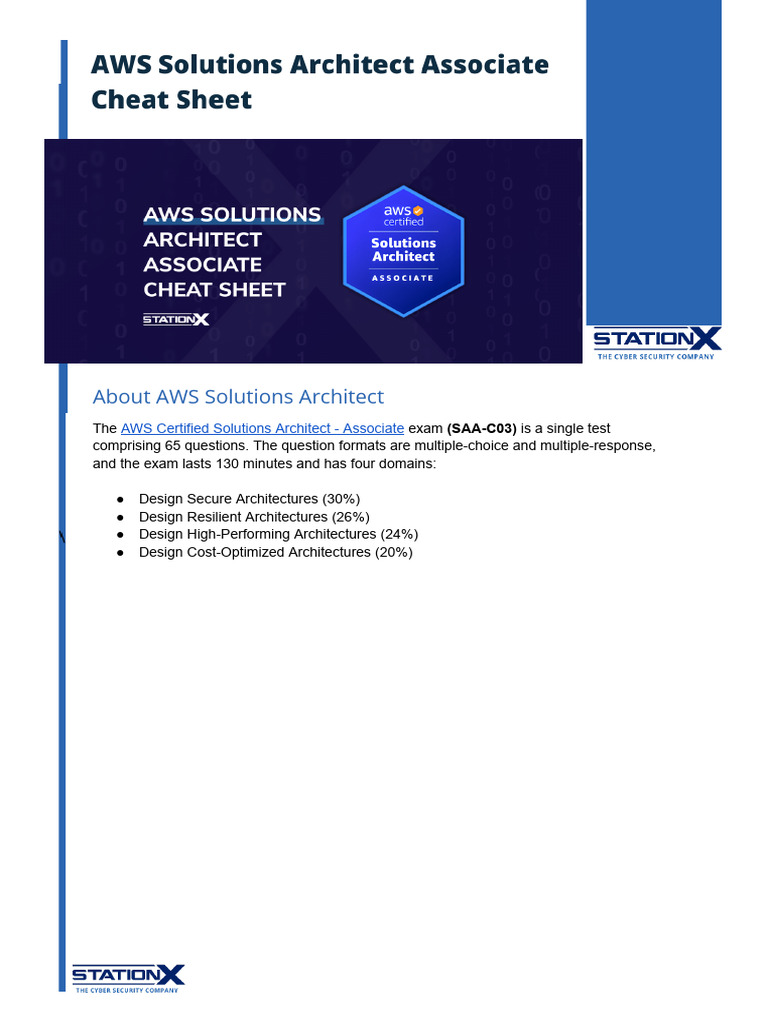 aws solutions architect associate cheat sheet.docx | PDF