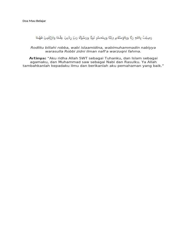 Doa Mau Belajar | PDF