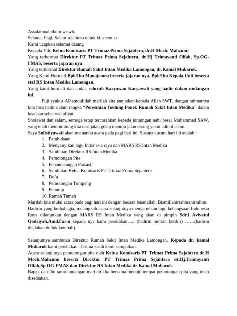 Teks Mc Grand Opening | PDF