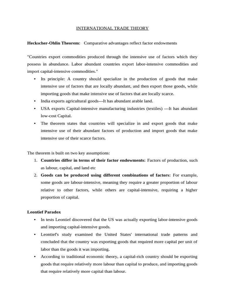 Key Concepts In Trade Theory Pdf Economies Finance Money Management