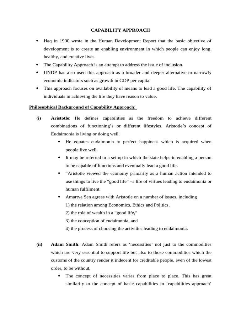 CAPABILITY APPROACH | PDF