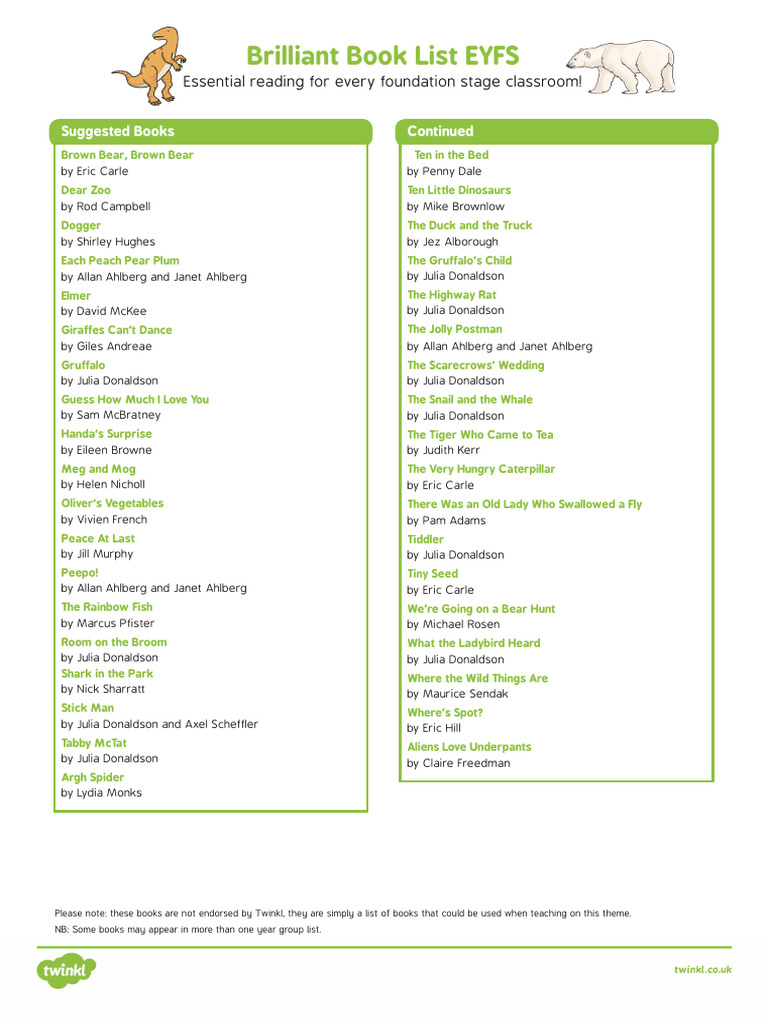 EYFS Booklist | PDF