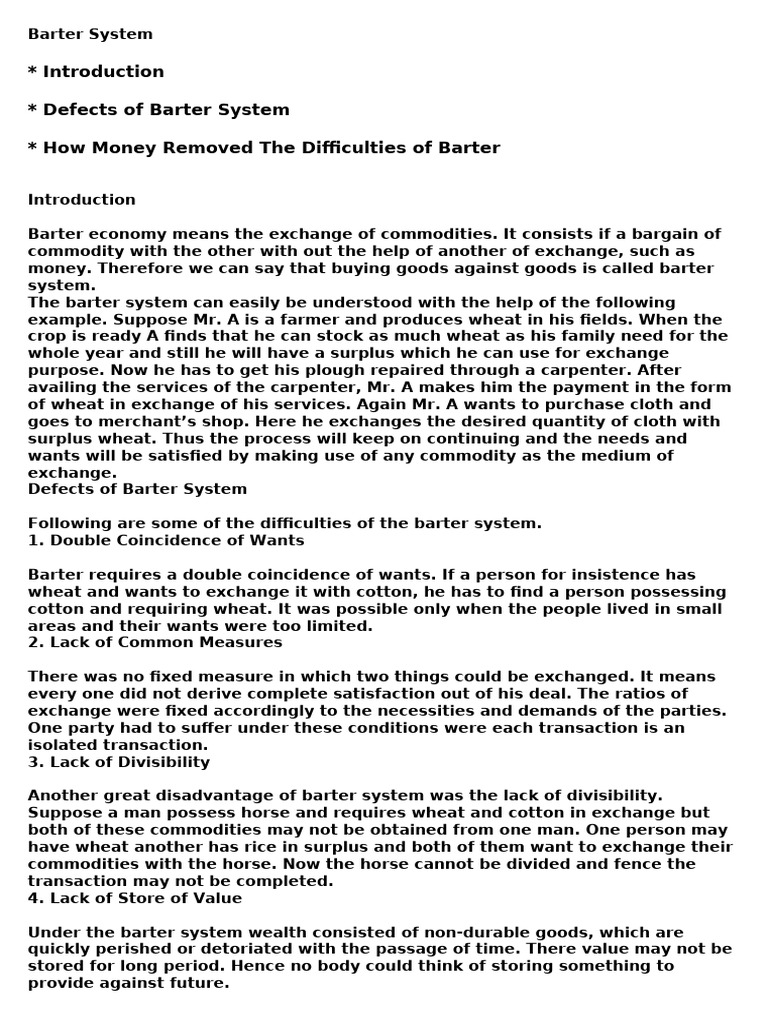 2-Barter System | PDF