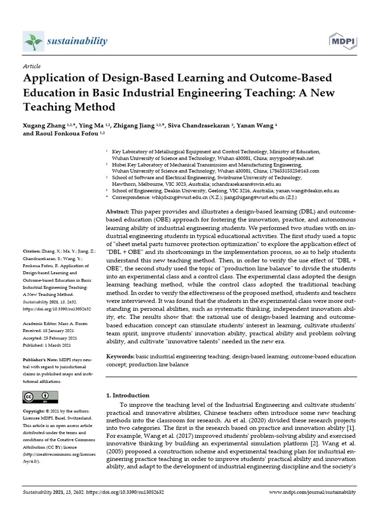 Application of Design-Based Learning and Outcome-B | PDF