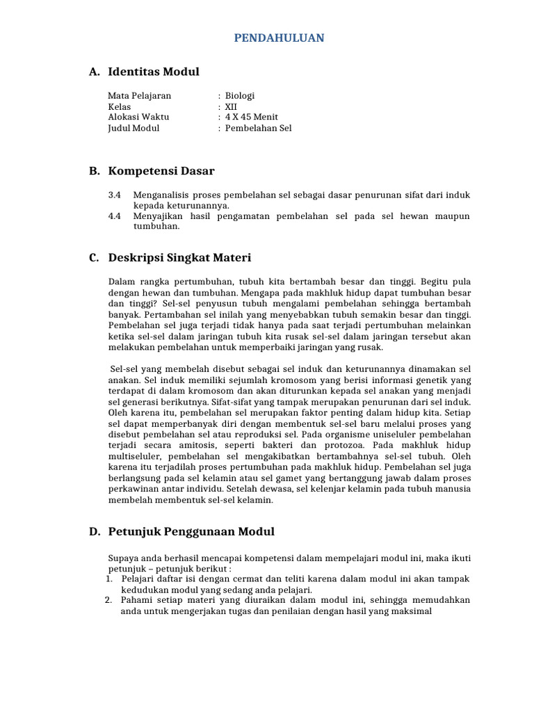 Materi&Tgs Mandiri Pembelahan Sel1 | PDF | Ilmu Sosial
