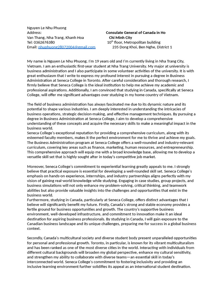Motivation Letter | PDF