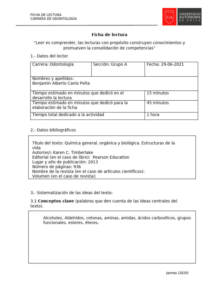 Ficha de Lectura-Clasificación | PDF