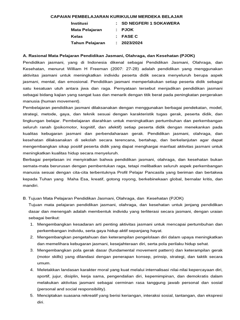 CP Pjok Fase C | PDF