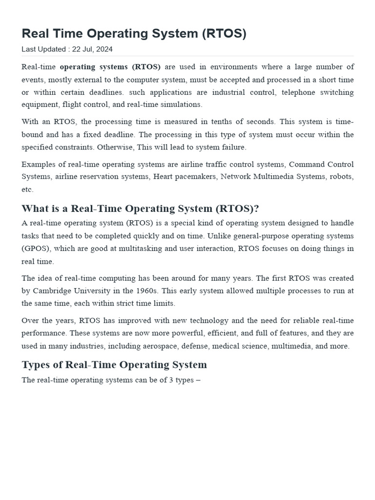 7.real Time Operating System (RTOS) | PDF