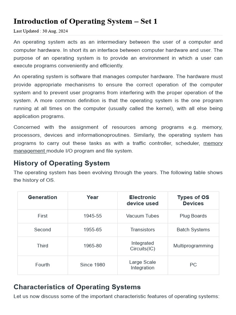 1 Introduction of Operating System | PDF