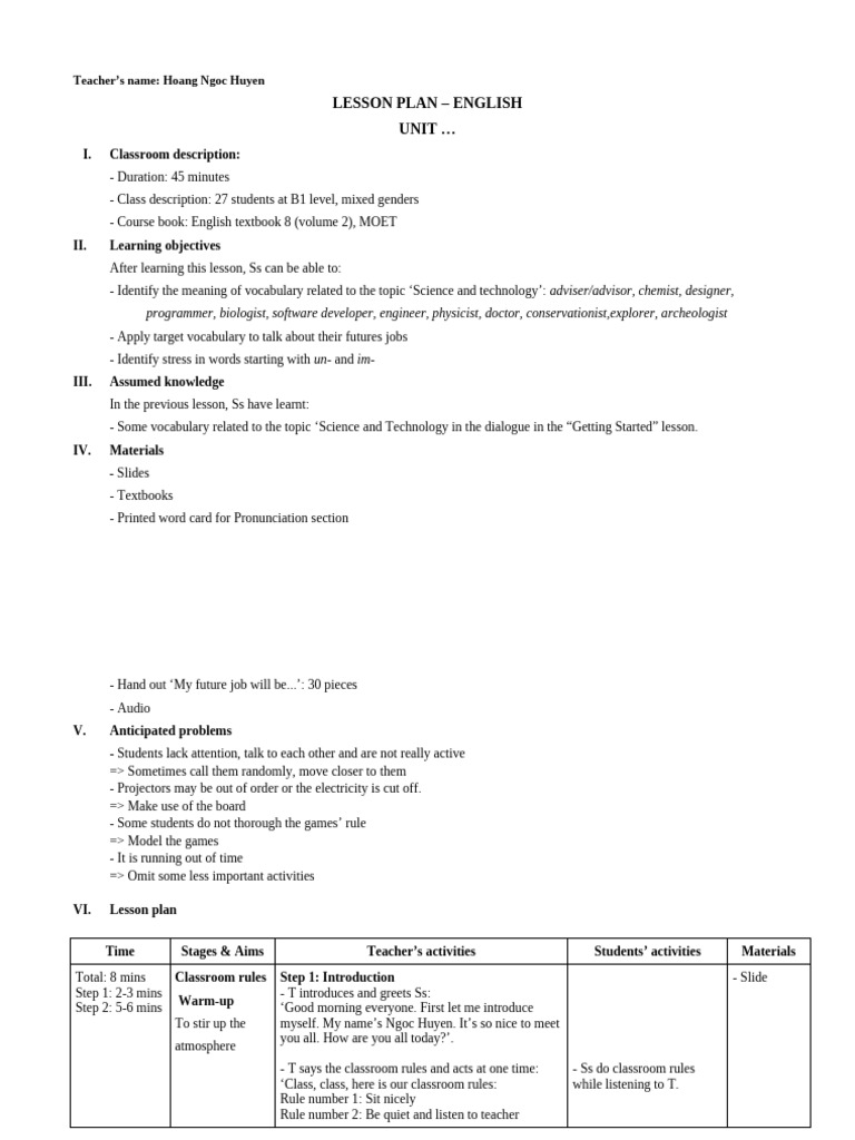 Lesson Plan Template | PDF