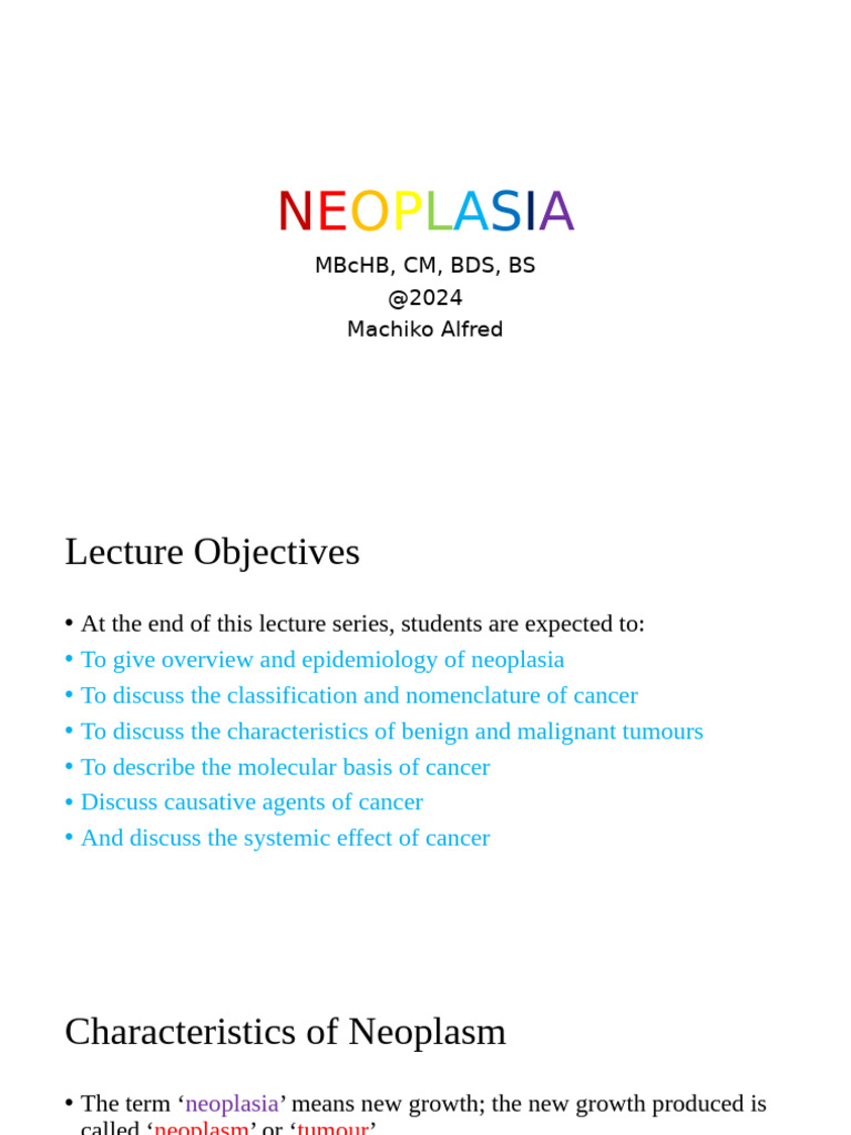 Lecture 1. Neoplasia Term II (Autosaved) | PDF