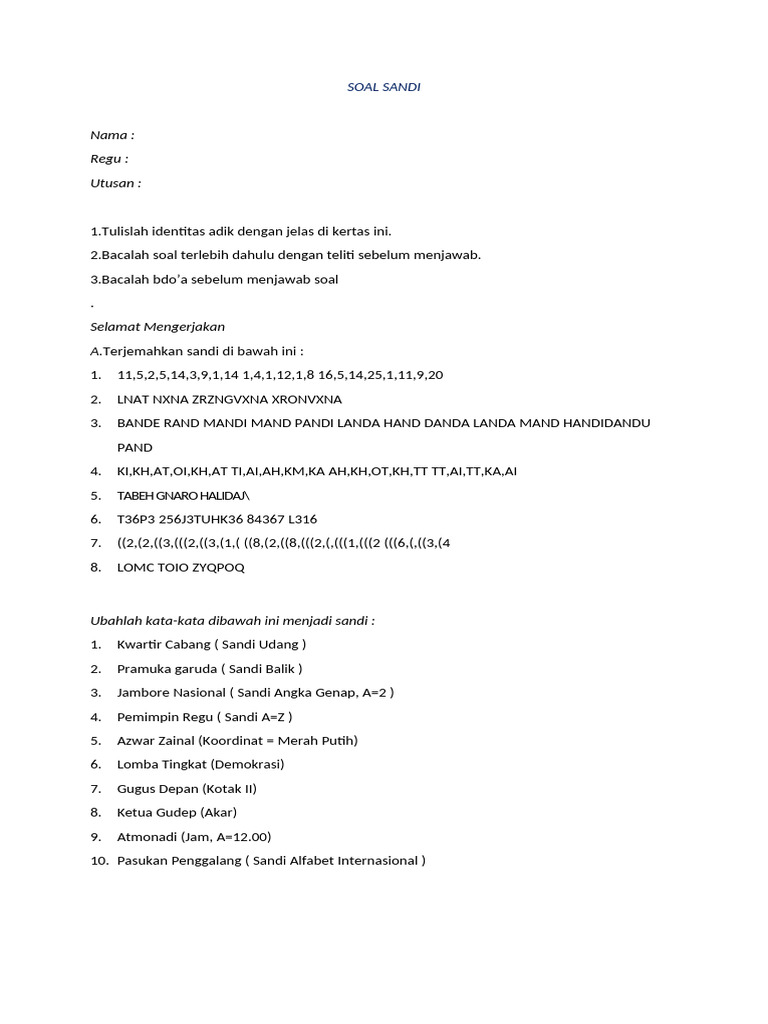 Soal Sandi | PDF