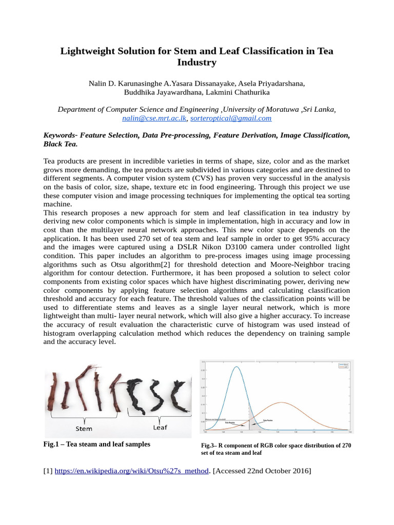 Stem and Leaf Classification in Tea | PDF | Computer Vision ...