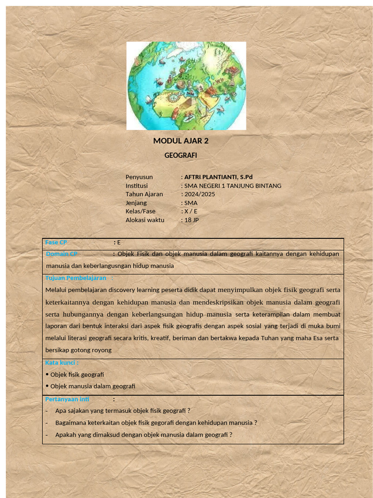 Modul X 2 Objek Fisik Dan Sosial Geografi | PDF