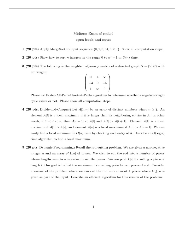 4343 2024s Mid Sample 1 PDF | PDF | Applied Mathematics | Combinatorics