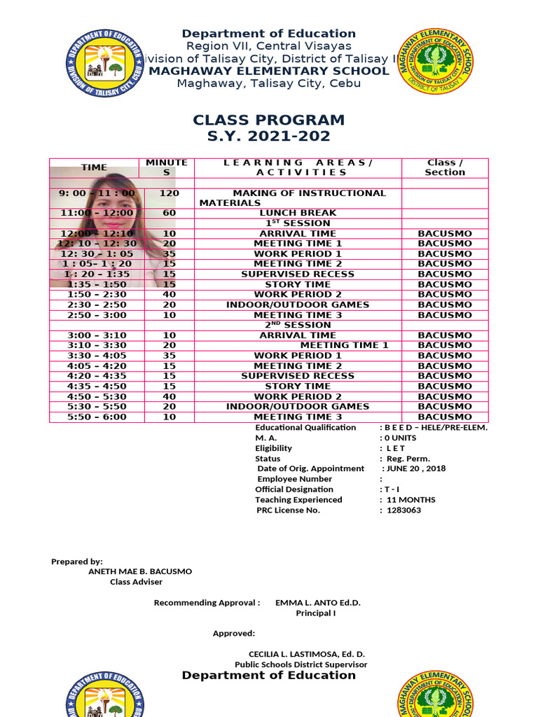 Kinder Bacusmo Teachers Program | PDF