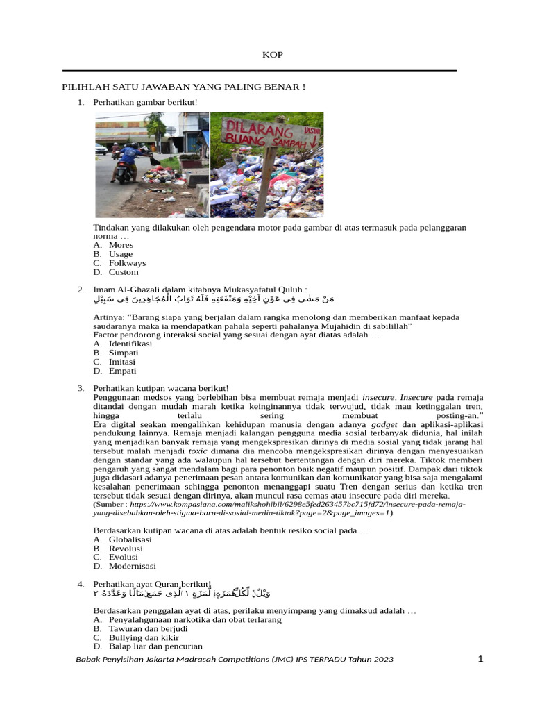 Soal Penyisihan Ips - JMC 2023 | PDF