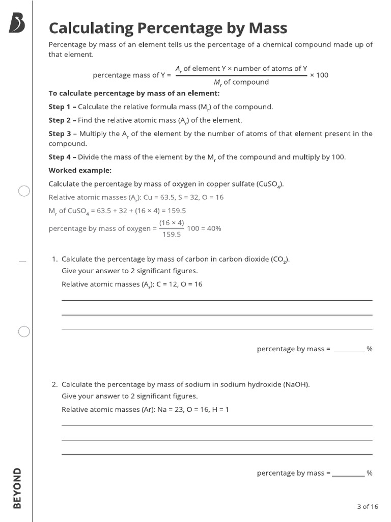 Percentage by Mass | PDF
