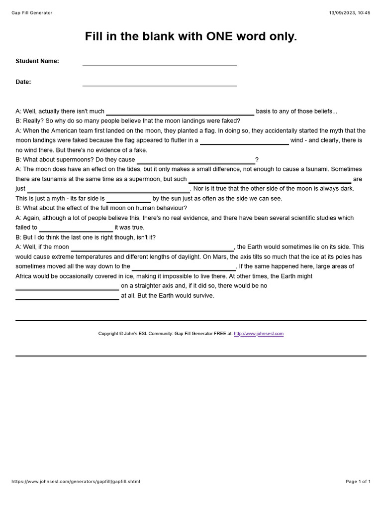 Gap Fill Generator | PDF