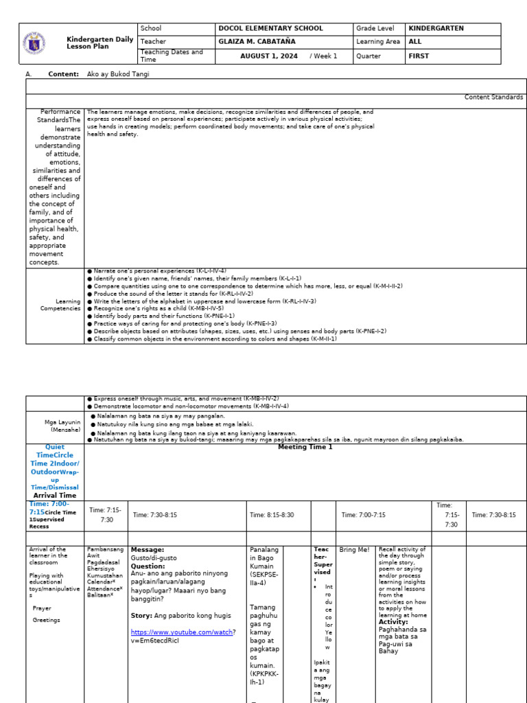 Kinder-New-DLL Week1 - Day4 | PDF