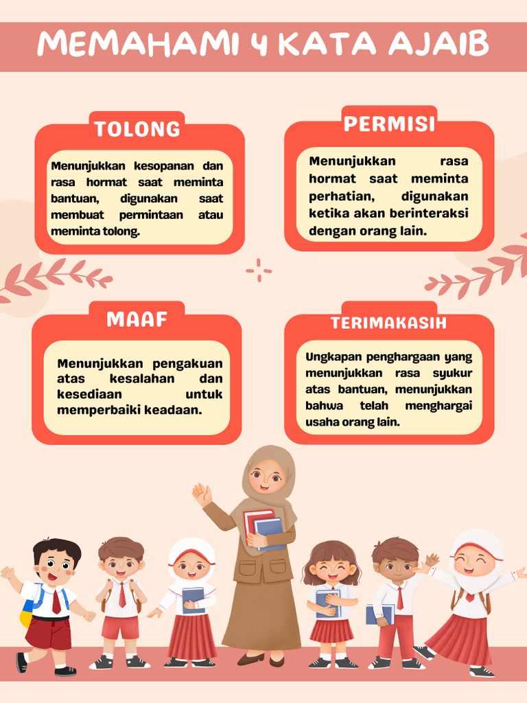 Poster Memahami 4 Kata Ajaib Krem Dan Merah Ilustratif - 20240820 ...