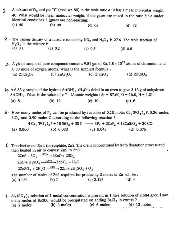 Mole Practice Test | PDF