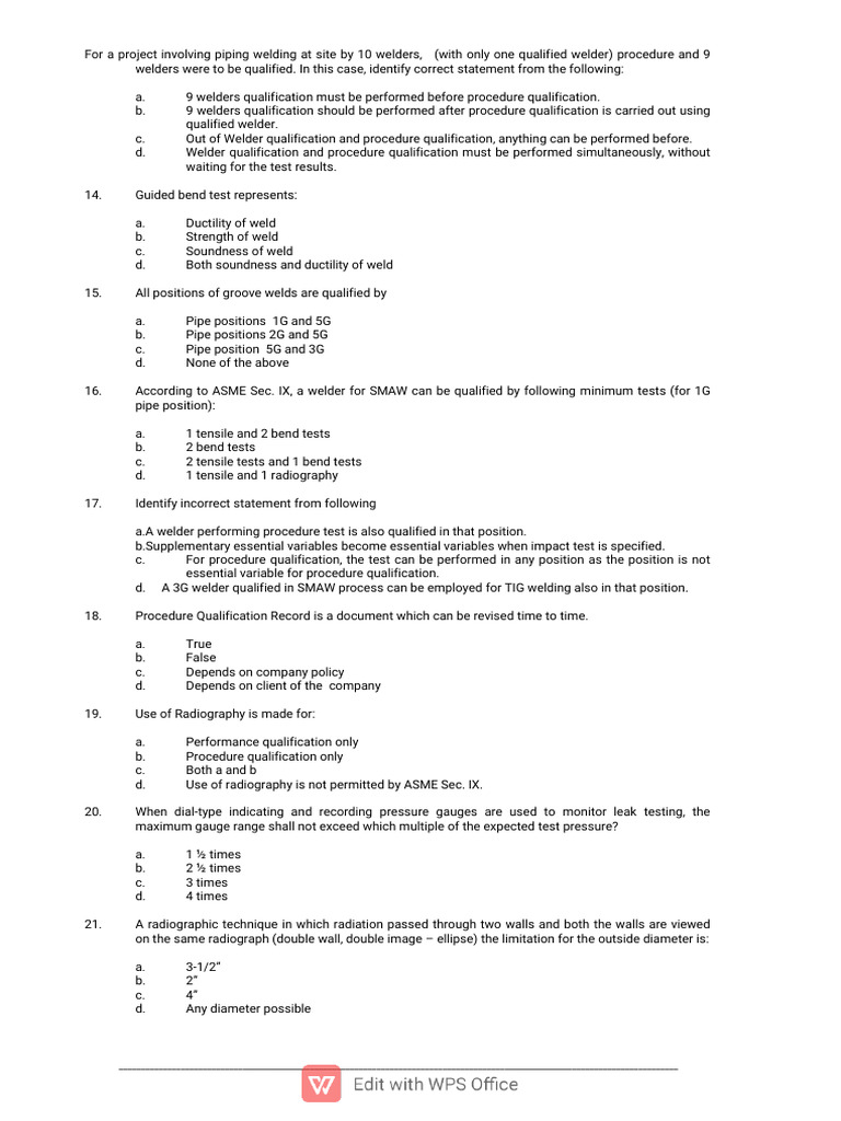 API 510 Close Book (Sec Ix - Sec V) - 20 | PDF