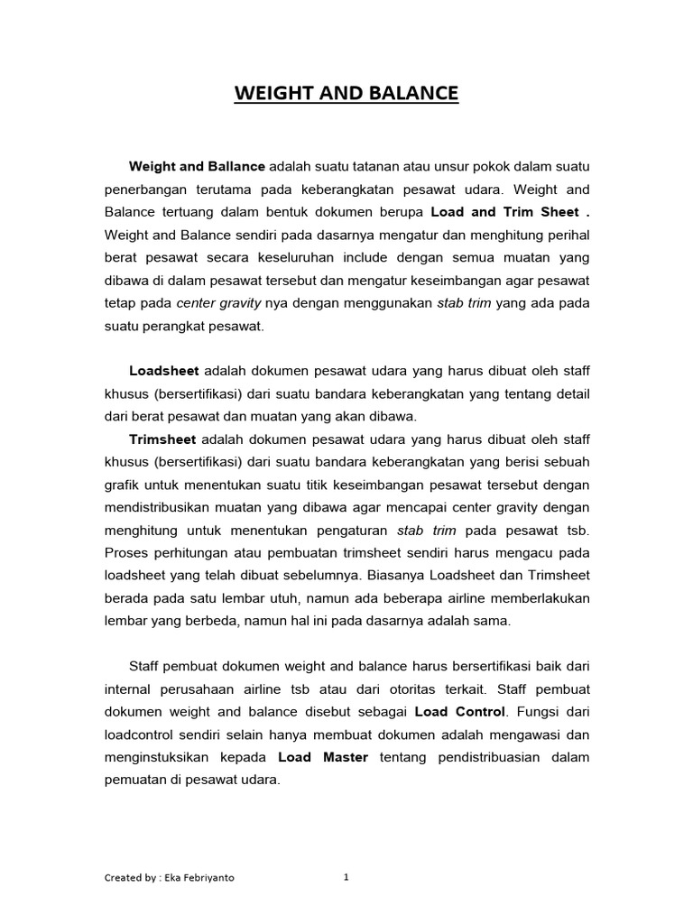 Weight and Balance | PDF