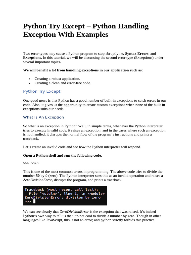 Exception Handling | PDF