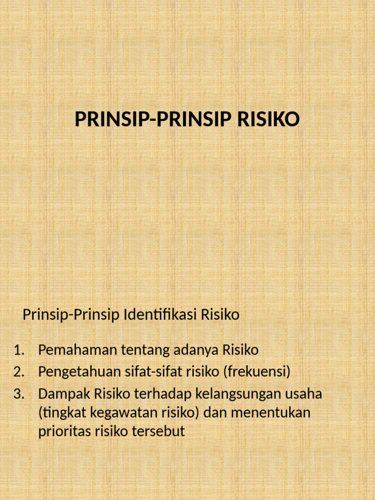 3 Prinsip Prinsip Risiko | PDF