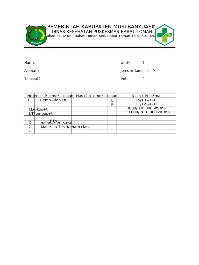 PDF Form Hasil Pemeriksaan Laboratorium Compress | PDF
