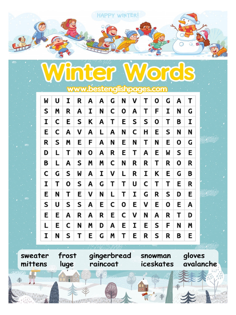 Words To Describe Winter Wordsearches 140495 | PDF