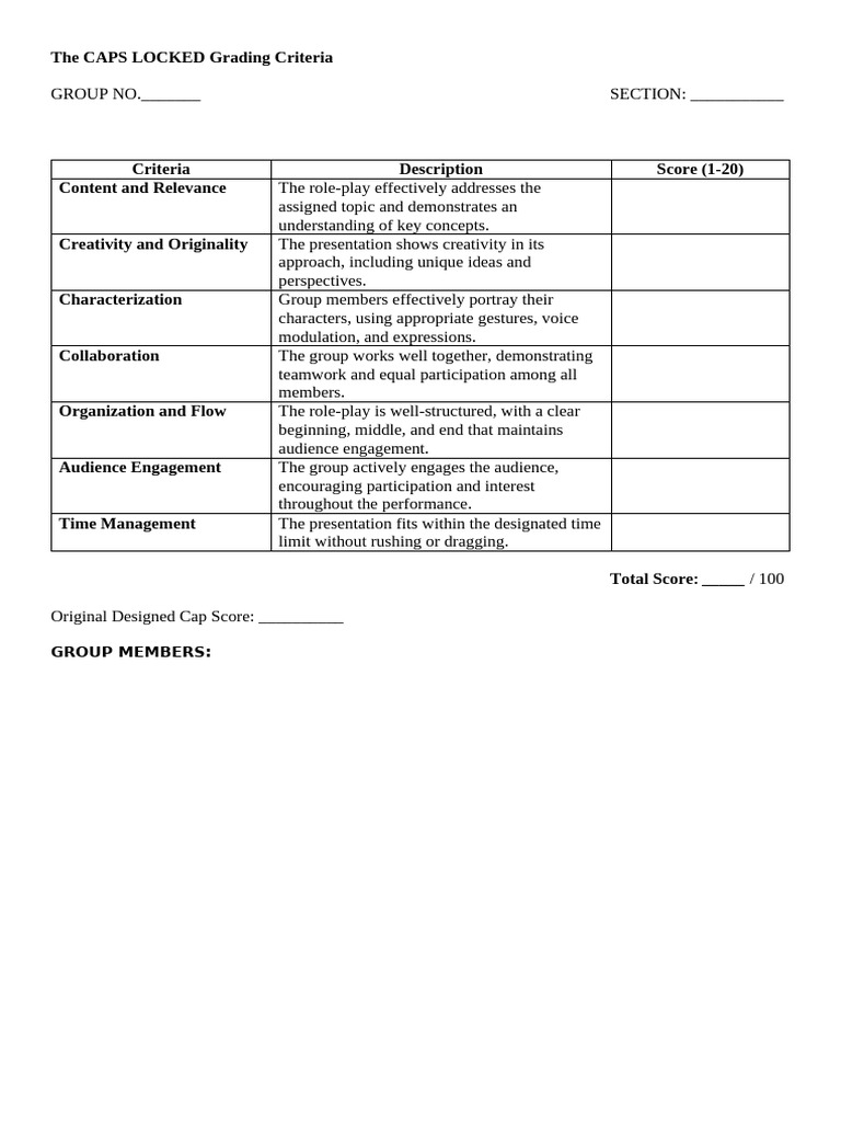 The CAPS LOCKED Grading Criteria | PDF