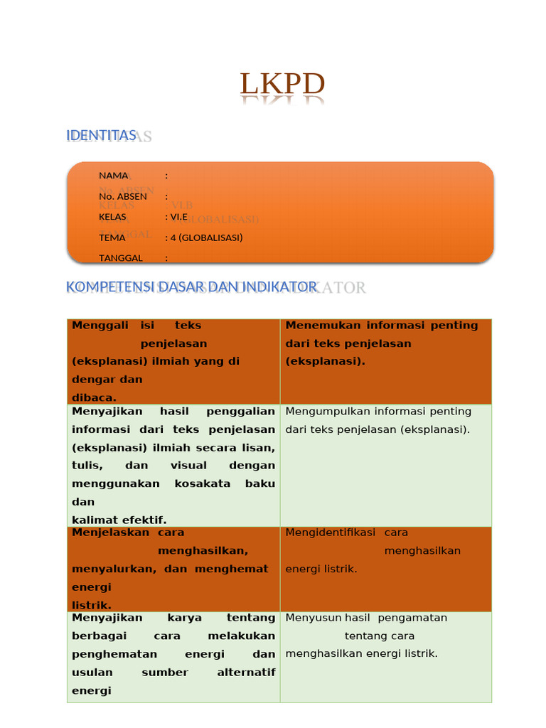 LKPD B. Indo Dan IPA | PDF