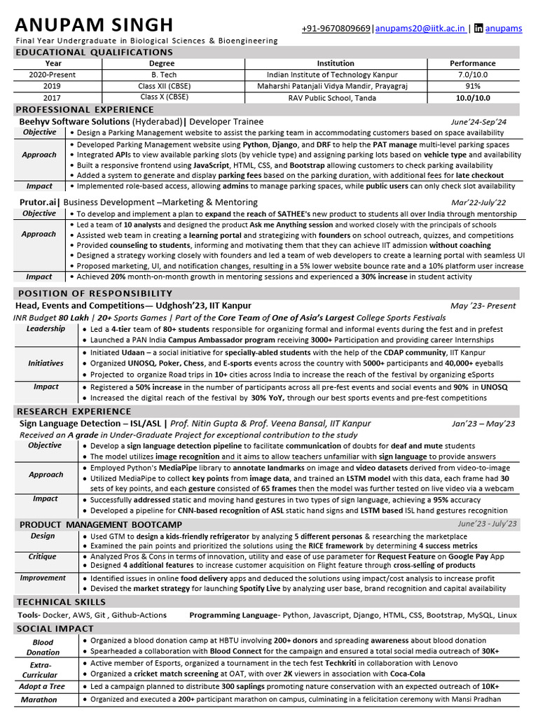 Anupam Singh Resume | PDF