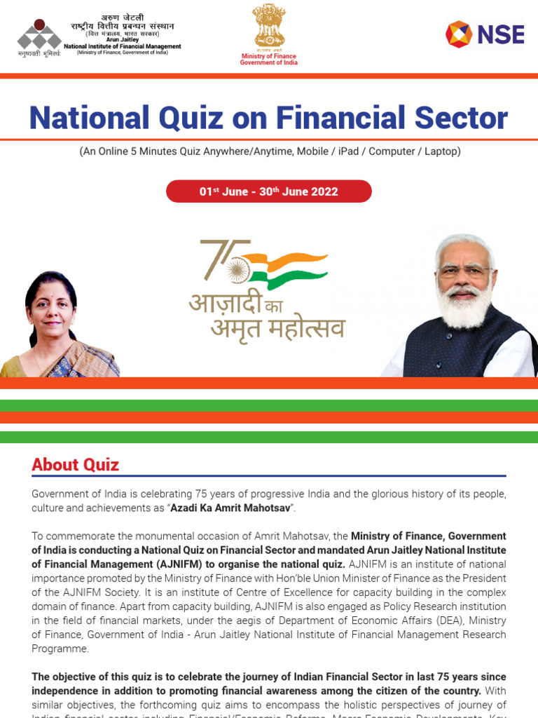 Brochure_for_National_Quiz_on_Financial_Sector_27.5.2022 | PDF