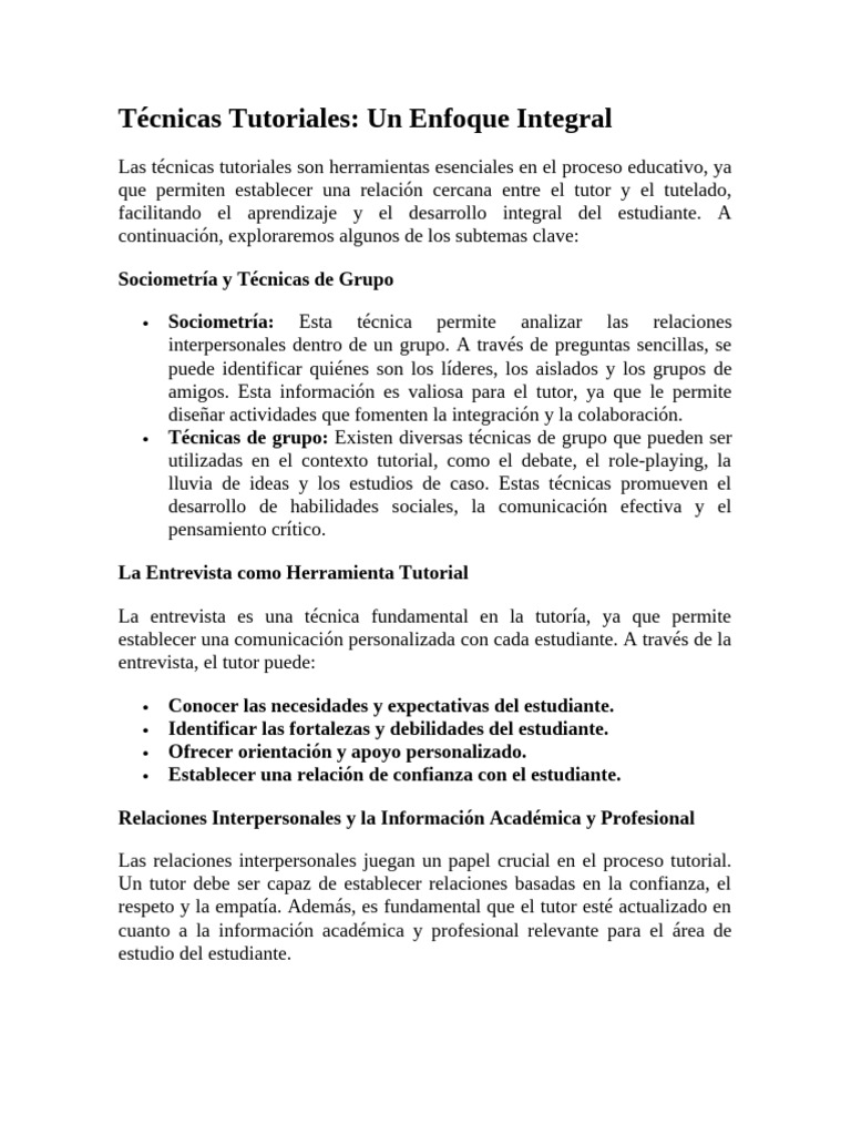 Técnicas Tutoriales | PDF