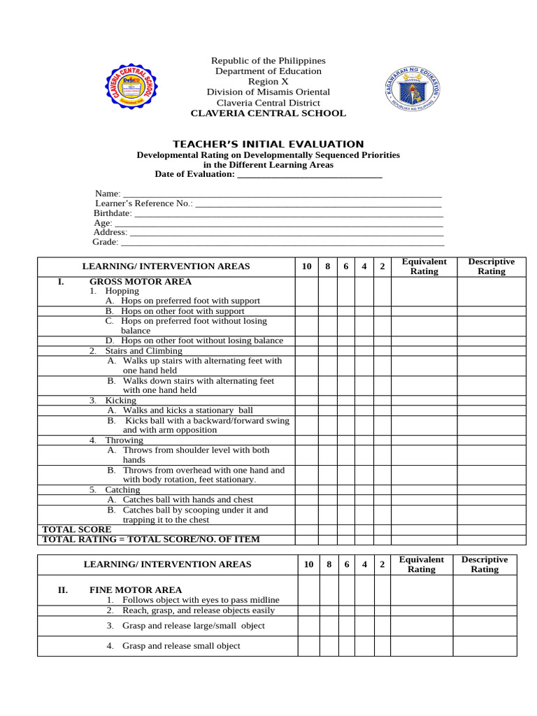 8 Teachers Initial Evaluation | PDF