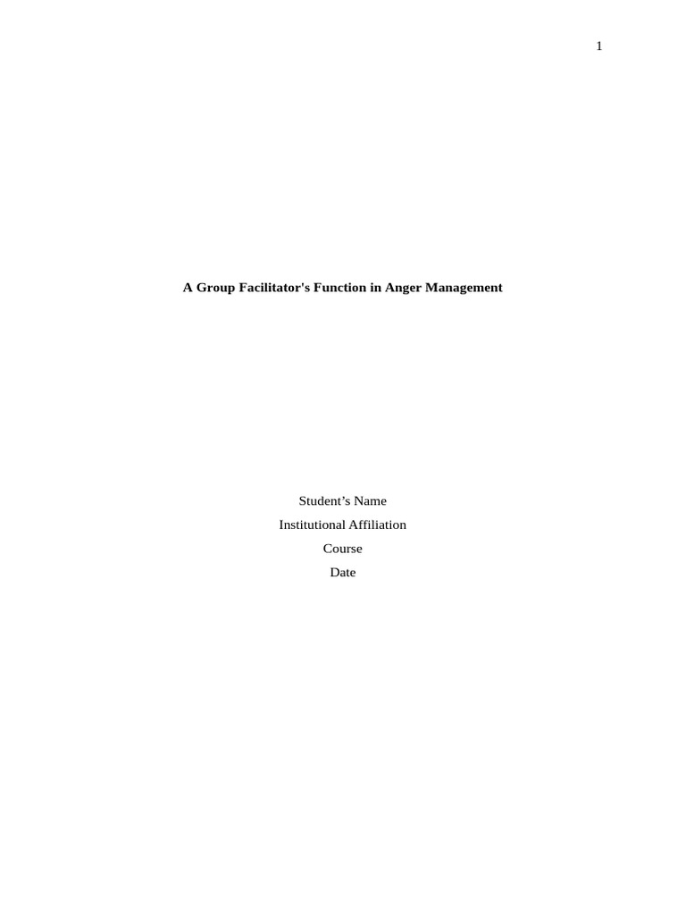 Group Facilitator Roles In Anger Management Pdf Anger Empathy