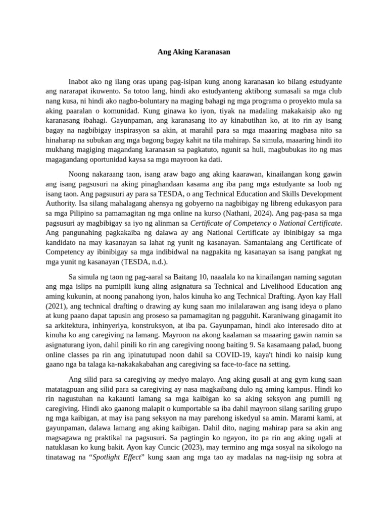 Ang Aking Karanasan | PDF