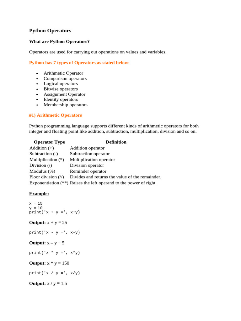 Python Operators | PDF