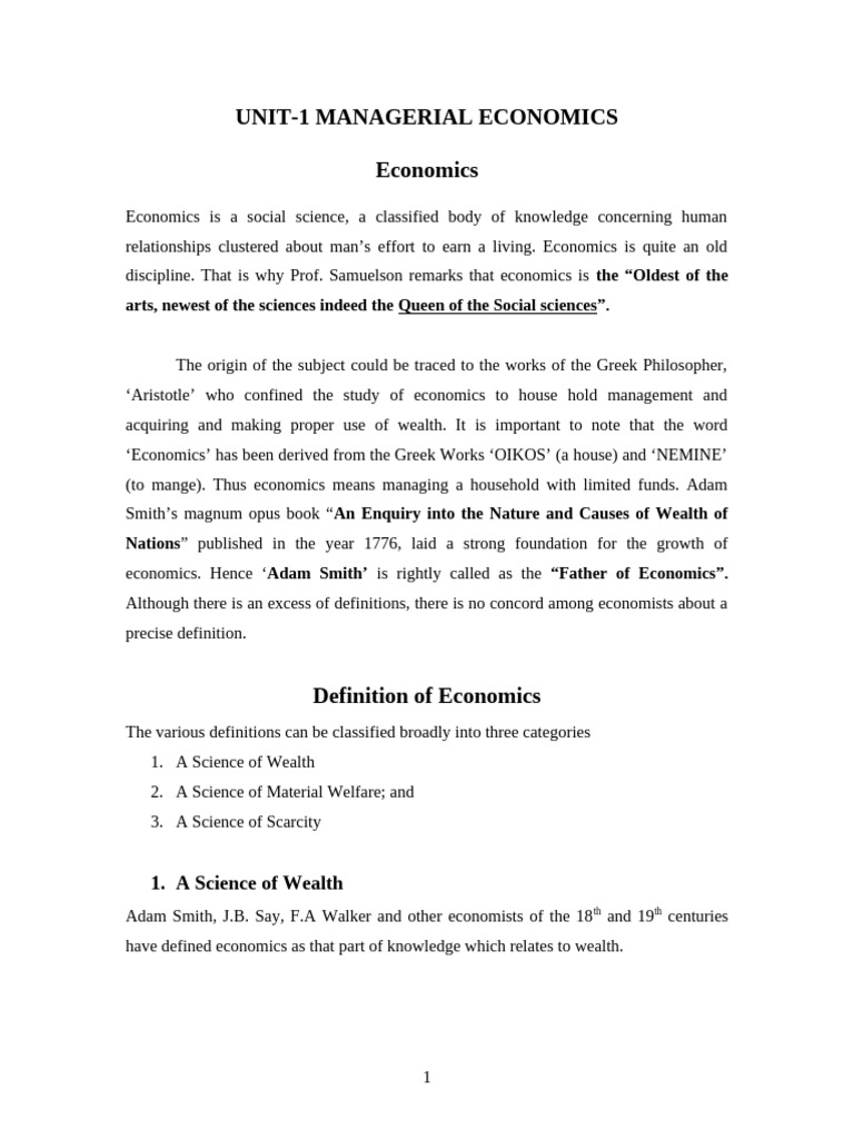 A Definition of Economics | PDF