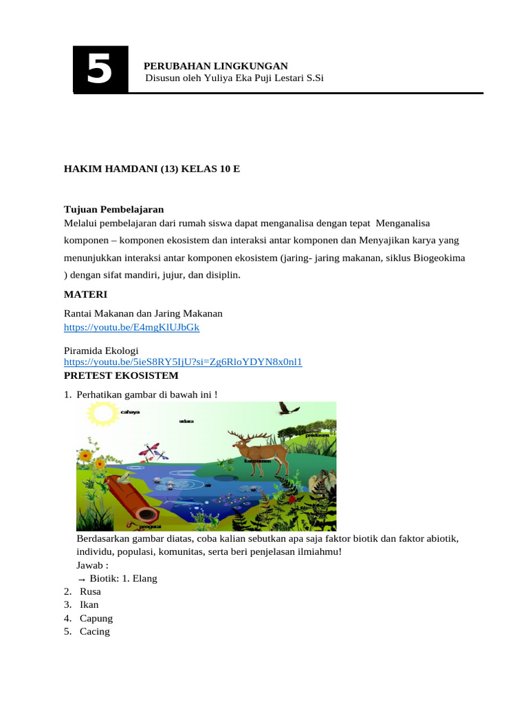 Analisis Ekosistem dan Interaksi Spesies | PDF | Griya & Taman | Sains ...