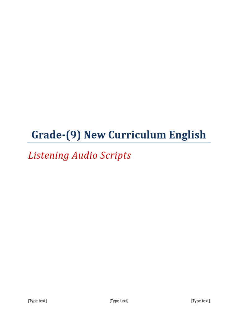 Grade - (9) English Listening Audio Script | PDF