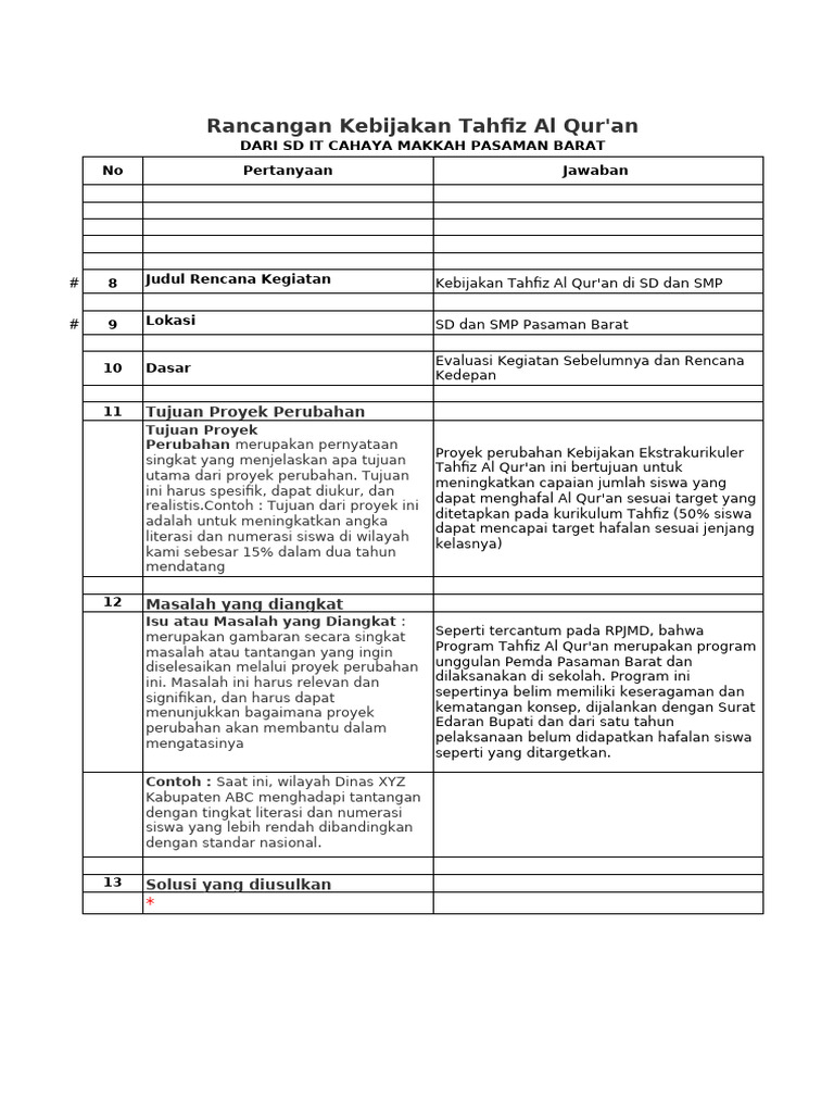 11 Blanko TAHFIZ | PDF