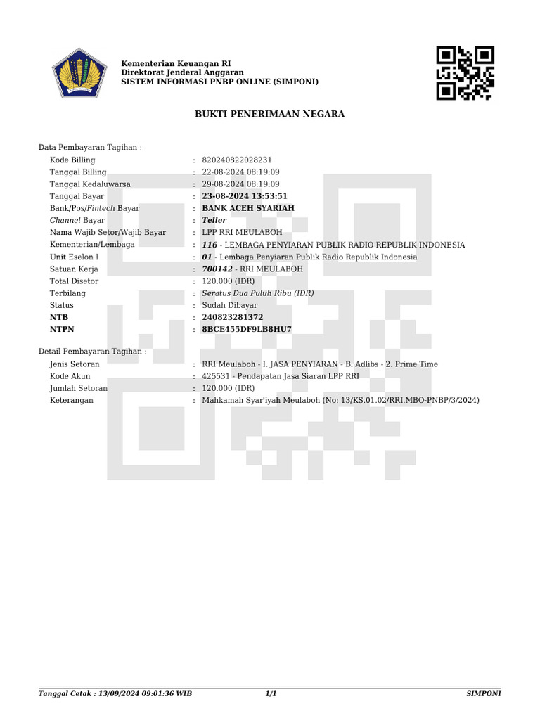 Bukti Penerimaan Negara: Kementerian Keuangan RI Direktorat Jenderal ...