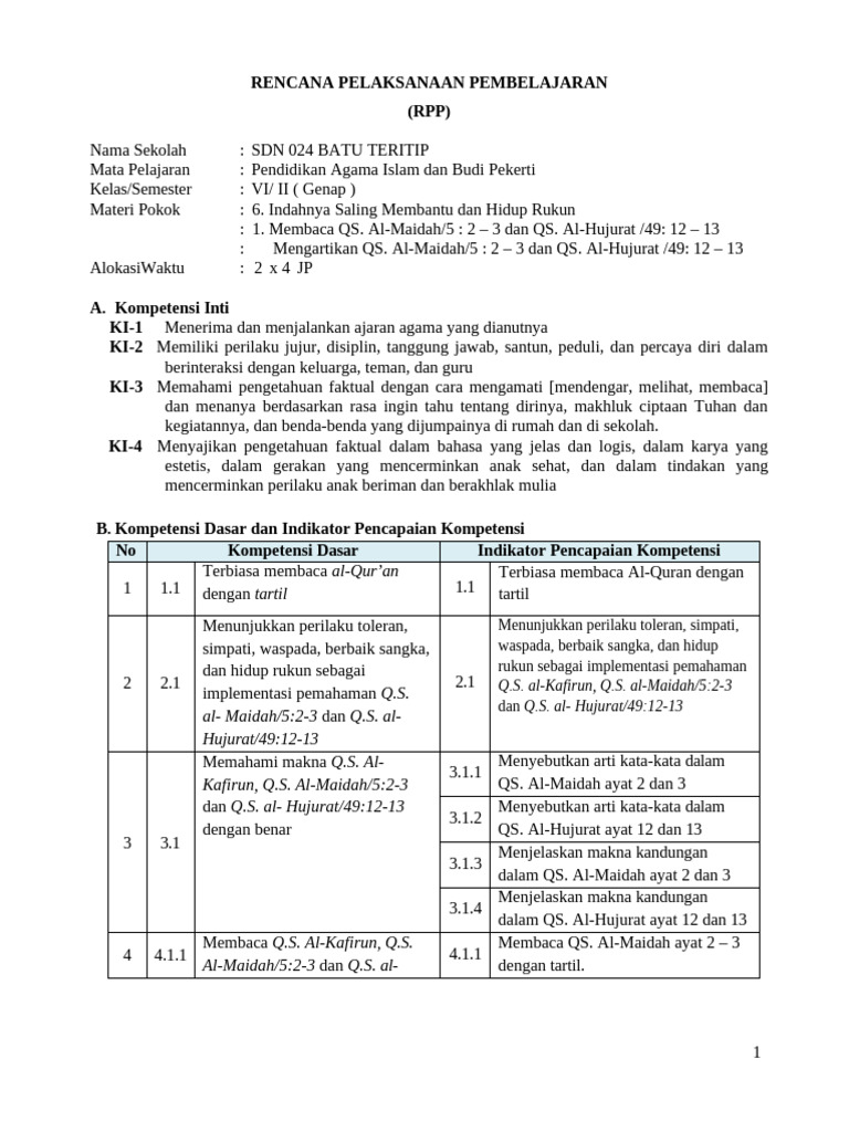 RPP Kls 6 SMTR 2 2023 | PDF